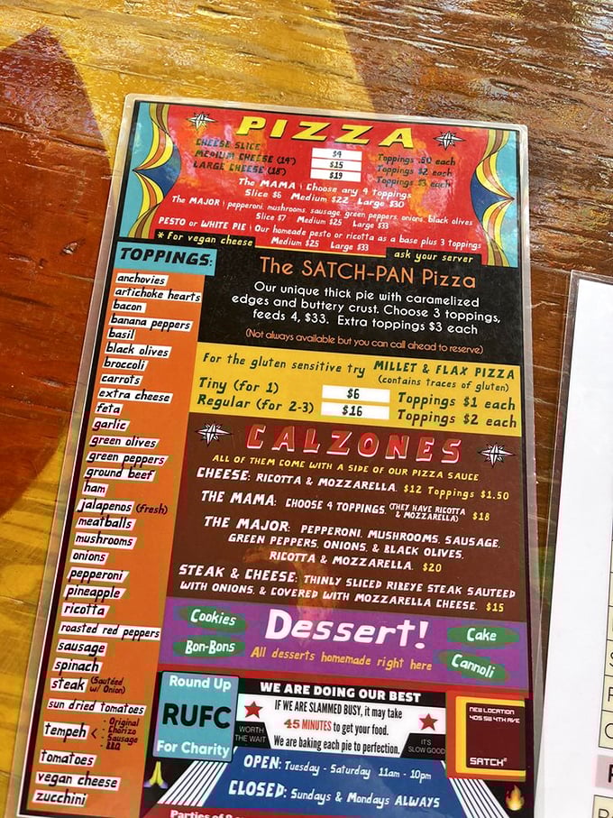 When your menu reads like a love letter to pizza creativity, you know you're somewhere special.