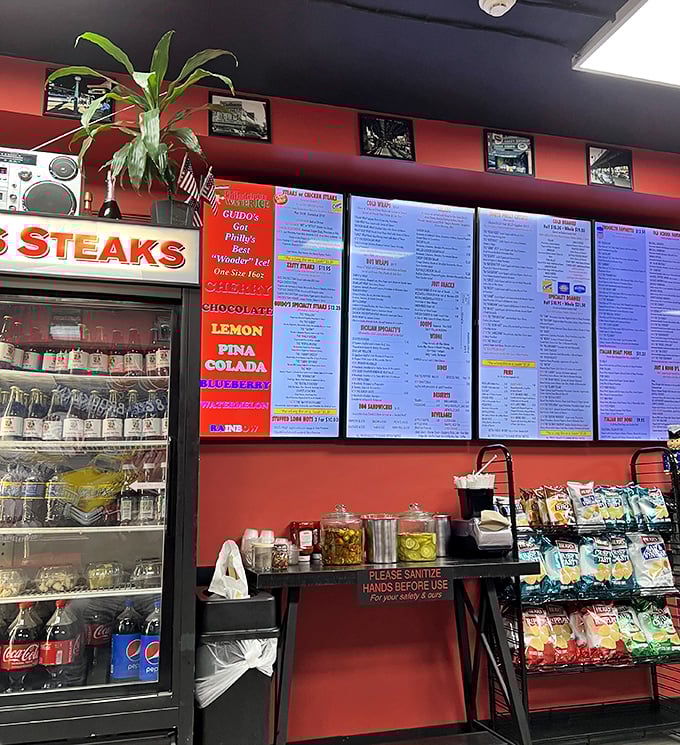 The menu board – a colorful tapestry of possibilities that might require reading glasses but rewards careful study with delicious discoveries.