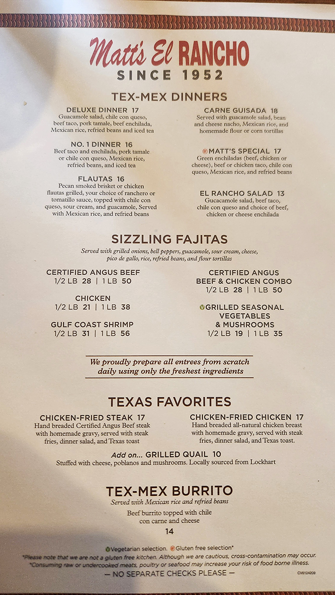 This menu isn't just a list of dishes—it's a roadmap to happiness. The hardest relationship choice in Austin might be deciding between the Deluxe Dinner and Matt's Special.