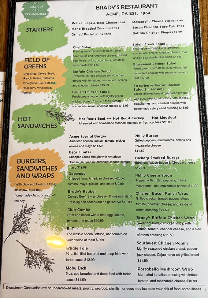 This menu reads like a love letter to comfort food classics—each description a promise of satisfaction to come.