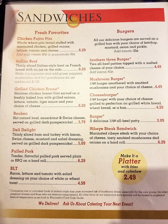 The menu reads like a love letter to American comfort food classics – no foam, no deconstruction, just dishes that make you want to hug whoever invented them.