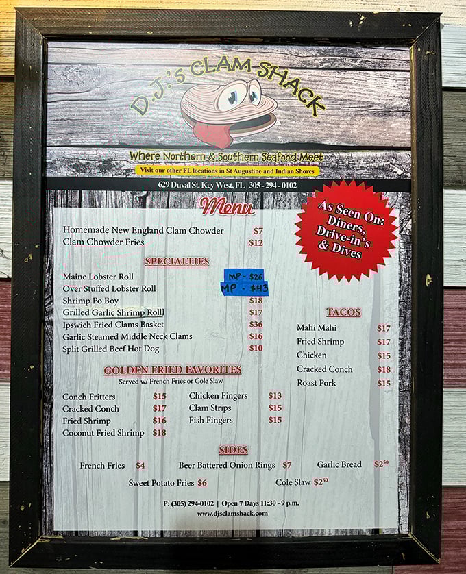 The menu board tells you everything you need to know: this isn't fancy food—it's just fantastically good.