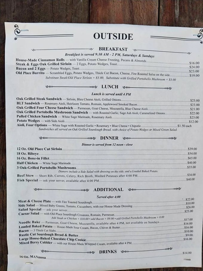 The menu reads like a carnivore's love letter, featuring oak-grilled steaks that draw pilgrims from across Southern California.