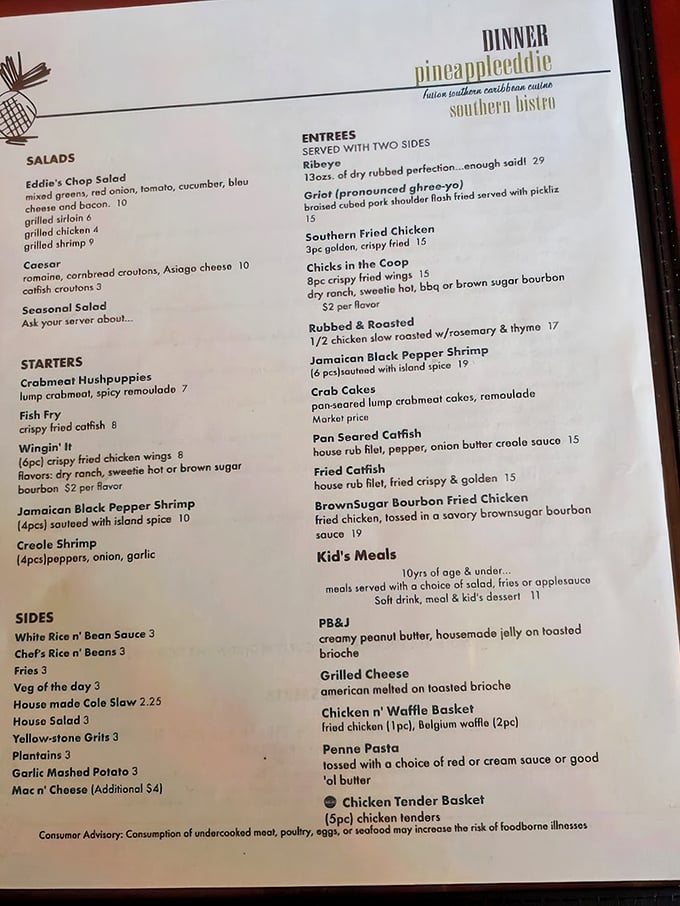 The menu reads like a love letter to Southern cuisine—each description a tantalizing promise of flavor adventures to come.