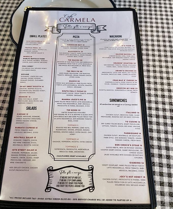 A menu that reads like a love letter to Italian cuisine. Each description promises a journey worth taking—especially those truffle fries.