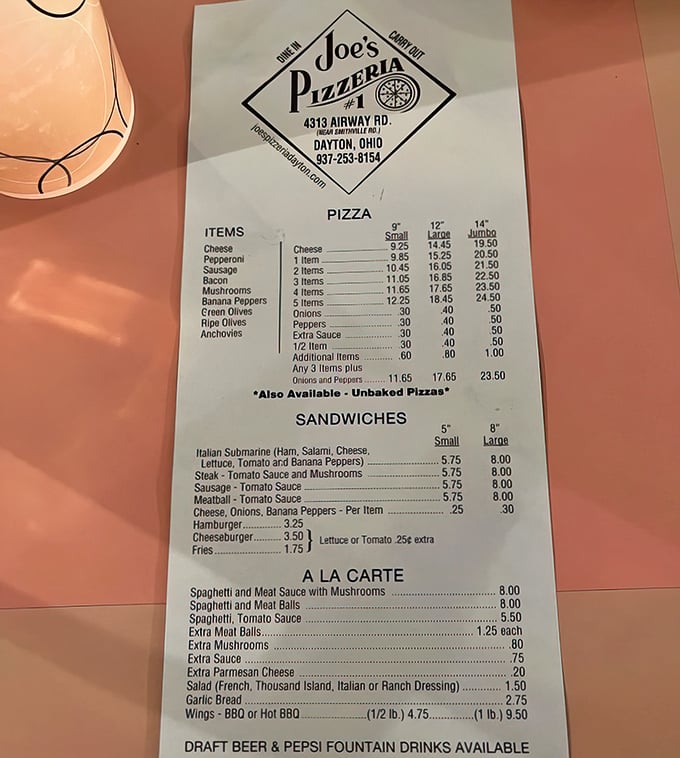 The menu at Joe's doesn't need fancy fonts or pretentious descriptions—just straightforward options for when hunger demands satisfaction.