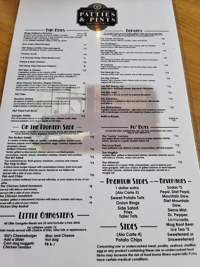 The menu reads like a love letter to comfort food – burgers with personality, sandwiches with attitude, and sides that refuse to be upstaged.
