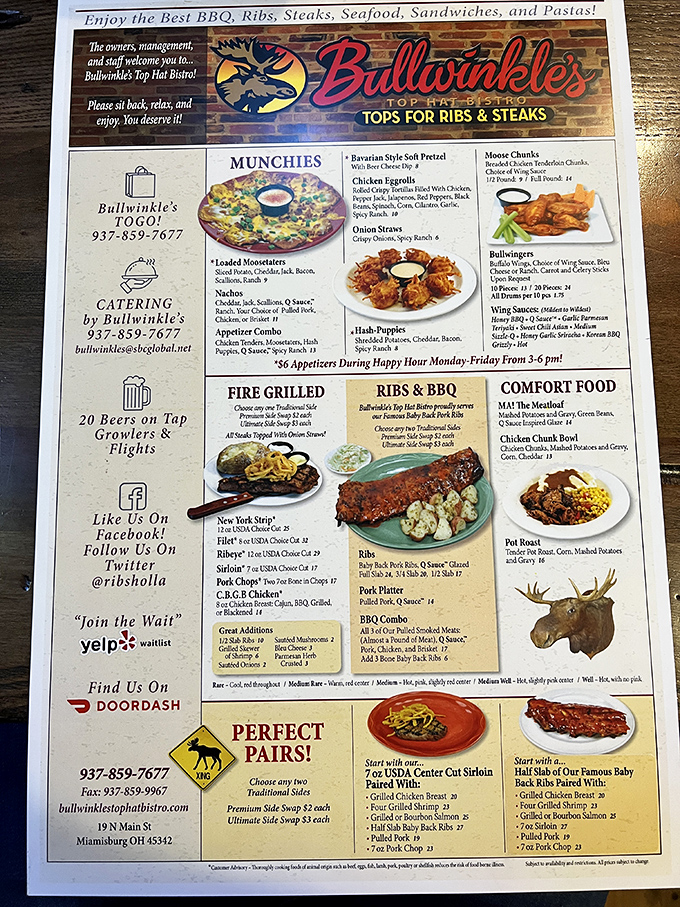 The menu reads like a love letter to carnivores. "Tops for Ribs & Steaks" isn't just a slogan—it's a mission statement.