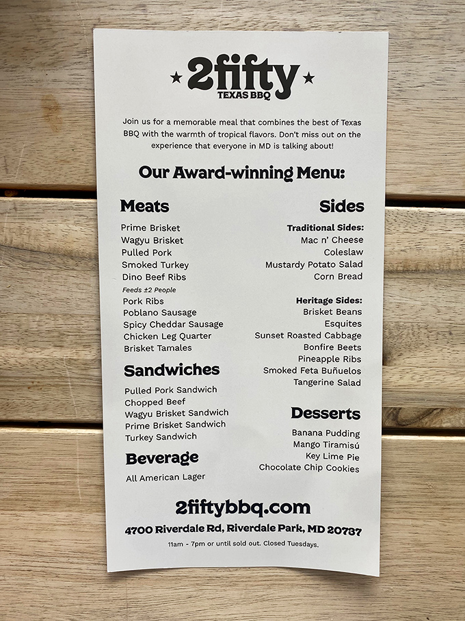 The menu reads like a carnivore's love letter—each item a promise of smoky perfection that makes vegetarians question their life choices.