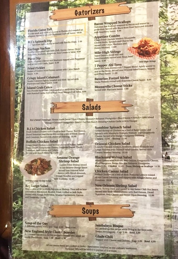 "Gatorizers" isn't just cute wordplay—it's your roadmap to appetizer heaven. The menu reads like a love letter to Florida cuisine.