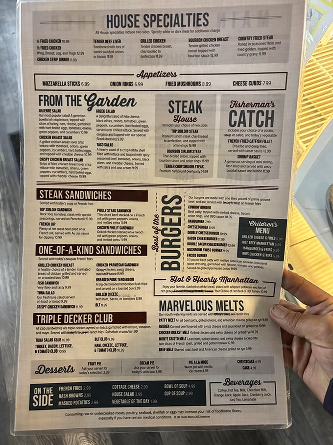 The menu reads like a greatest hits album of American comfort food classics – no molecular gastronomy or deconstructed anything in sight.
