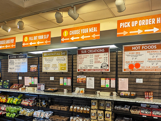 This menu board isn't just instructions—it's a roadmap to happiness. Each arrow points to a different kind of delicious possibility.
