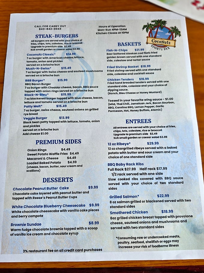 This menu isn't just a list of food – it's a treasure map where X marks the spot for your next food coma.