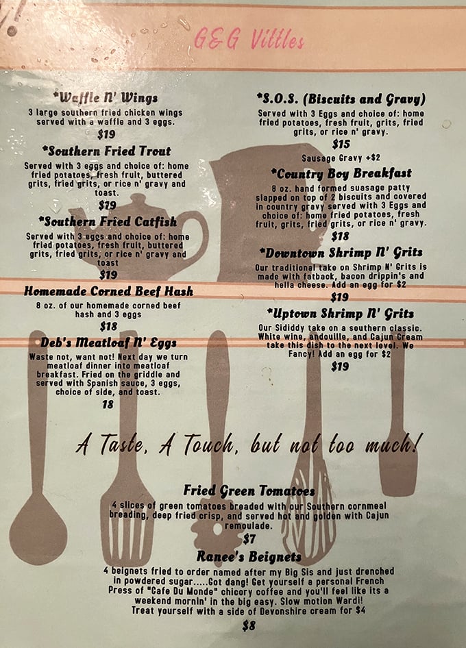 The menu reads like a love letter to Southern cuisine. Each description promises a journey that your taste buds will thank you for taking.