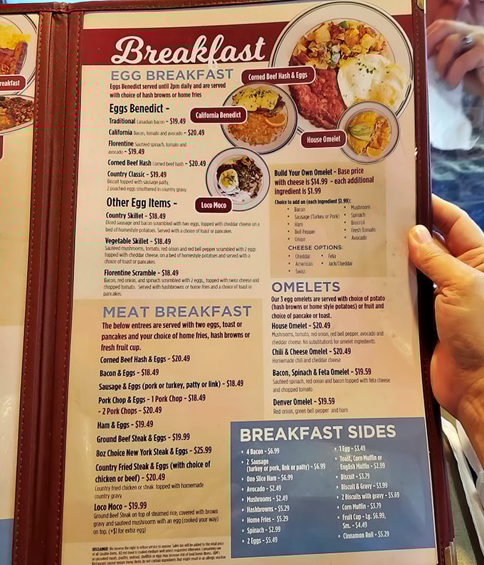 The breakfast menu reads like a love letter to morning indulgence – eggs, pancakes, and benedicts that make hitting the snooze button seem criminal.