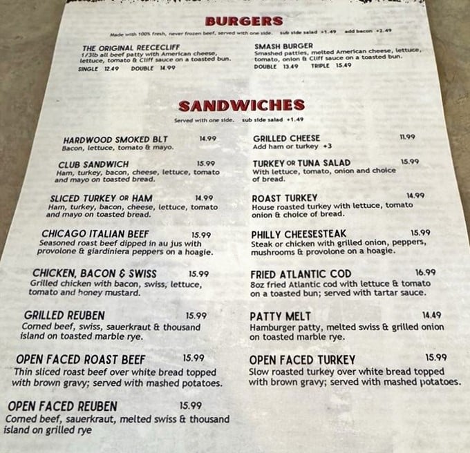 The menu reads like a love letter to American classics—each item promising the comfort your grandmother would approve of.