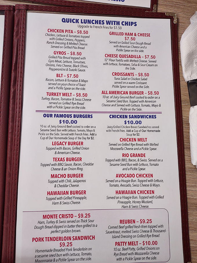 This menu reads like a love letter to classic American comfort food, promising culinary adventures on every page.