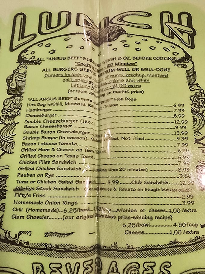 The menu reads like a love letter to American classics. "All Angus Beef" isn't just a promise—it's a commitment.
