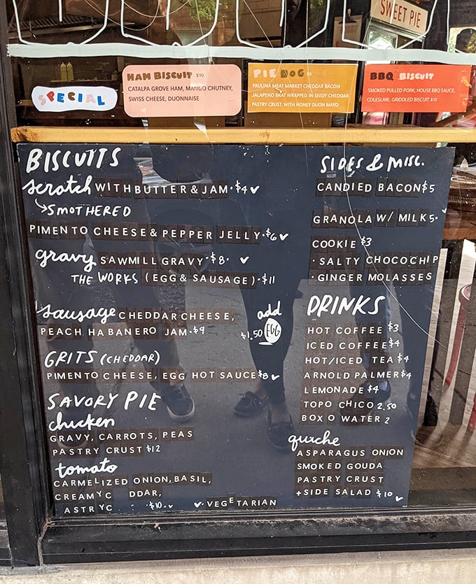 The chalkboard menu is like a roadmap to happiness—each handwritten item representing a different path to culinary bliss.