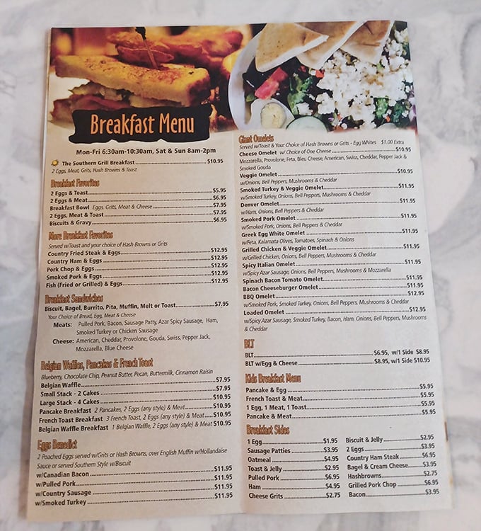 The breakfast menu reads like a love letter to morning hunger – Belgian waffles, omelets, and egg bowls that promise to jumpstart your day.