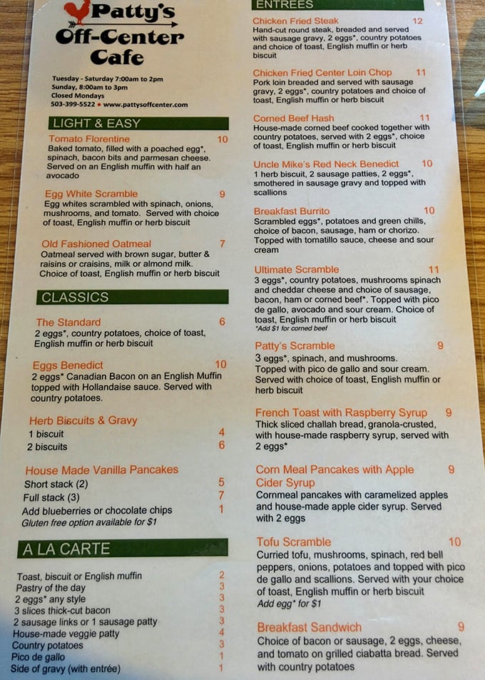 This menu isn't just a list of options—it's a roadmap to happiness. The "Uncle Mike's Red Neck Benedict" alone deserves its own zip code.