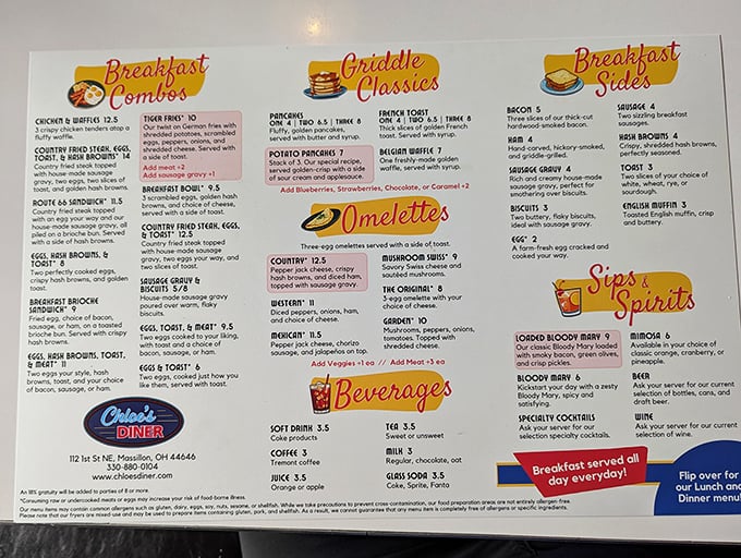The menu at Chloe's reads like a love letter to American comfort food. Breakfast served all day because pancake cravings don't follow a clock.