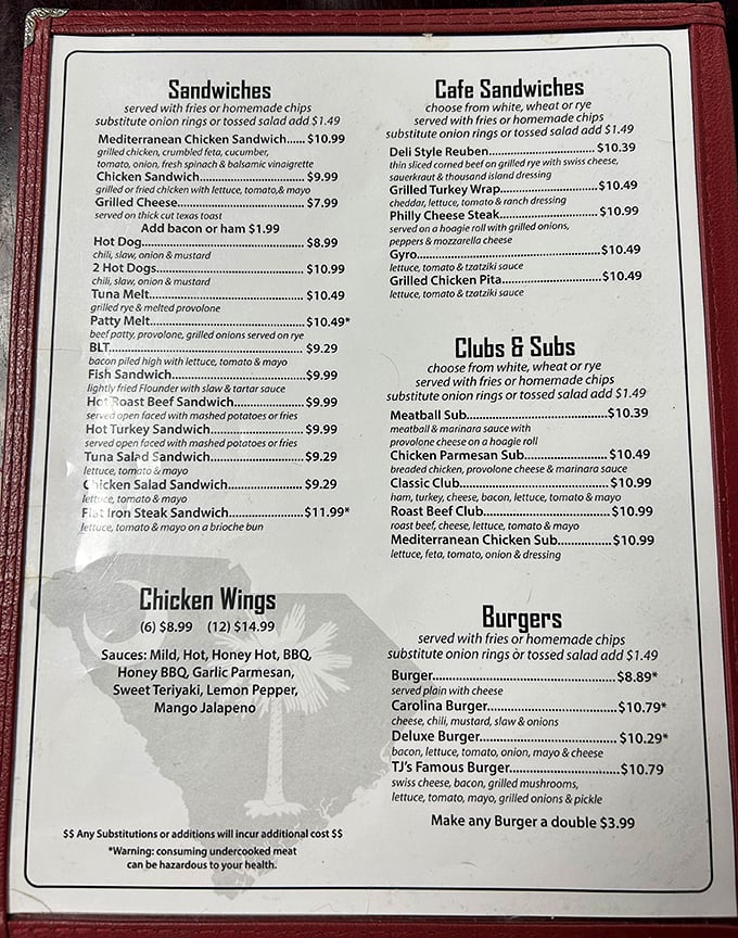 The menu reads like a love letter to American comfort food classics – each option more tempting than the last.