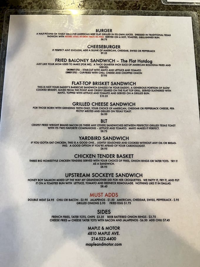 The menu reads like poetry for the hungry soul—straightforward descriptions that promise satisfaction without pretension or unnecessary adjectives.