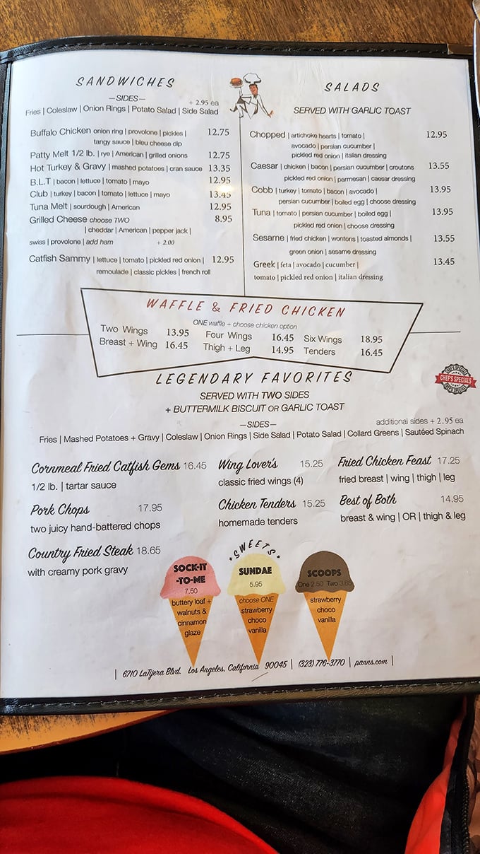The menu reads like a love letter to American comfort food classics—each item promising the culinary equivalent of a warm hug.