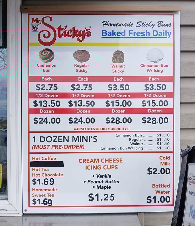 The menu board that launched a thousand cravings. Warning label "EXTREMELY ADDICTIVE!" isn't marketing hyperbole—it's a public service announcement.