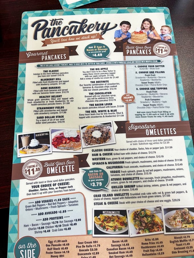 The menu reads like a breakfast lover's bucket list. Choosing between The Big Apple and Gone Bananas might be the hardest decision you'll make all day.
