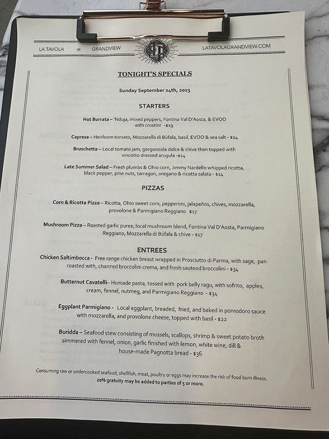 This menu reads like a love letter to Italian cuisine, with each seasonal special promising a different kind of happiness.