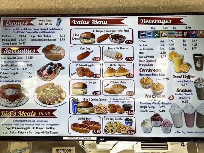 The menu board—a masterpiece of possibility. Like reading the table of contents to a delicious novel where every chapter ends with satisfaction.