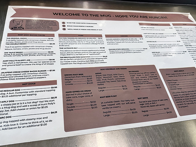 A menu that gets straight to the point—delicious food without pretense. The "Hope You Are Hungry" greeting isn't just polite, it's a fair warning.