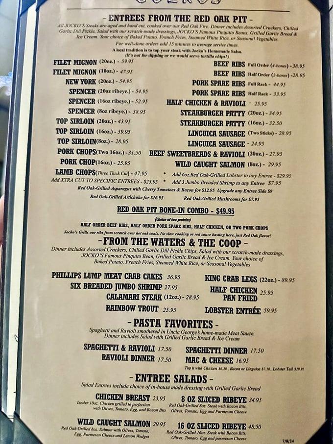 A menu that reads like poetry to carnivores. No fancy font needed when what's listed makes meat-lovers weak at the knees.