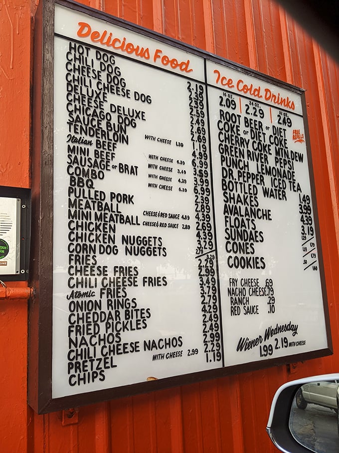 This menu board is like a roadmap to happiness—no fancy descriptions needed when the food speaks for itself.