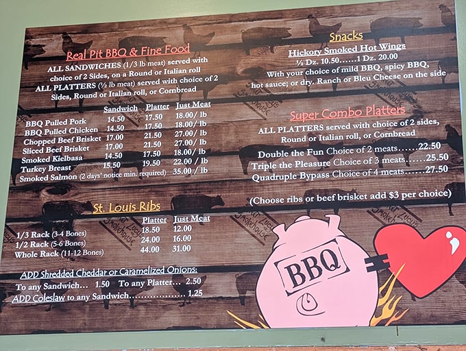 This menu isn't just a list—it's a roadmap to happiness. Choose your own adventure through a wonderland of smoked delights.