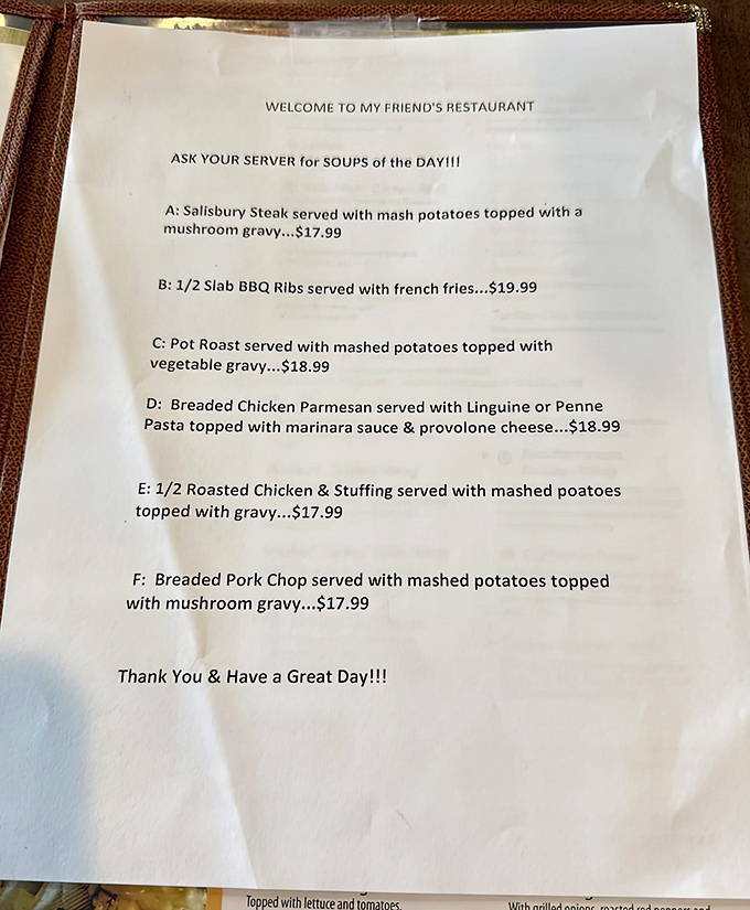 This menu isn't playing hard to get – it's a straightforward love letter to comfort classics that your grandmother would approve of.