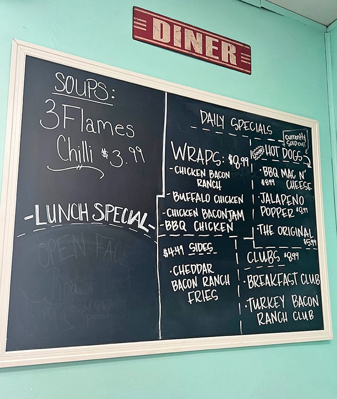 The chalkboard menu reads like a love letter to comfort food classics. No molecular gastronomy here—just honest cooking that satisfies the soul.