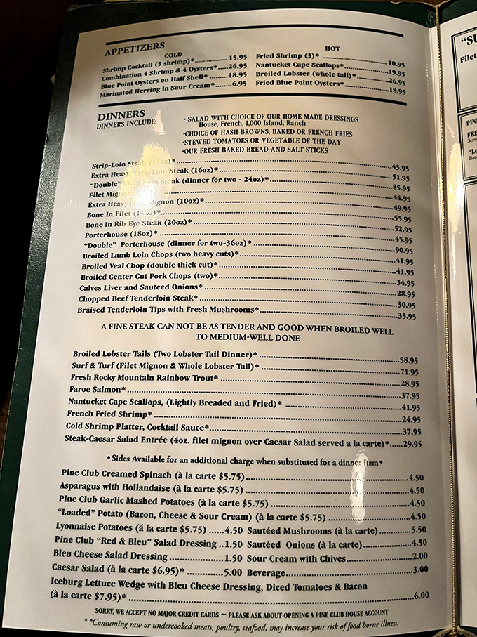 The menu reads like poetry for carnivores – straightforward offerings with no pretense, just the promise of perfectly executed classics.