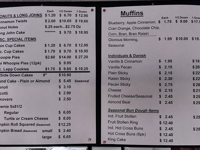 The menu board at Achenbach's reads like poetry to carb enthusiasts. From Long Johns to whoopie pies, each item represents a commitment to Pennsylvania Dutch baking traditions.