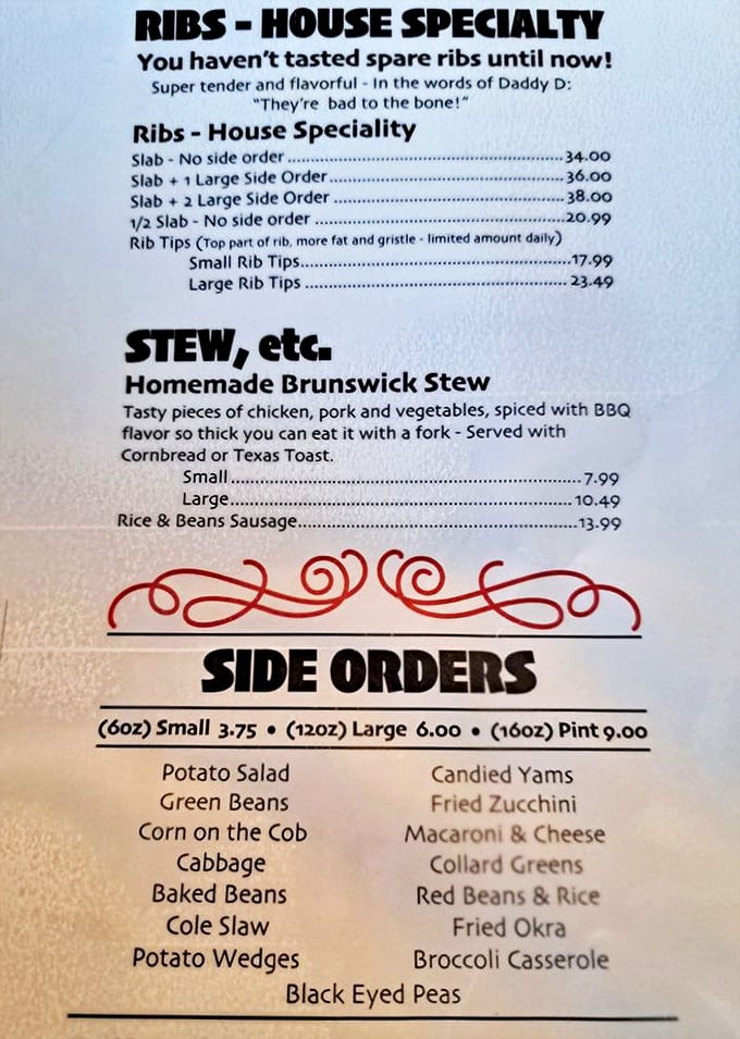 The menu reads like a love letter to smoked meat enthusiasts. "Bad to the bone" isn't just clever marketing—it's a solemn promise.