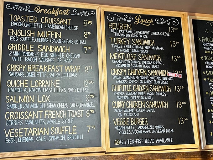 The chalkboard menu reads like poetry for the hungry—each item promising a delicious escape from ordinary lunch routines.