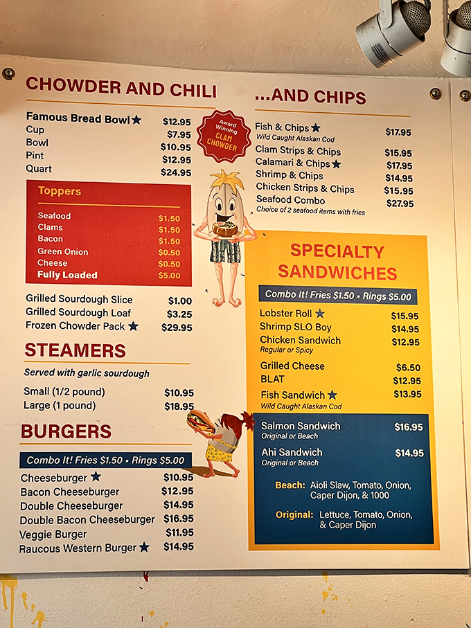 The menu board – a treasure map where X marks the spot for award-winning chowder and that legendary lobster roll calling your name.