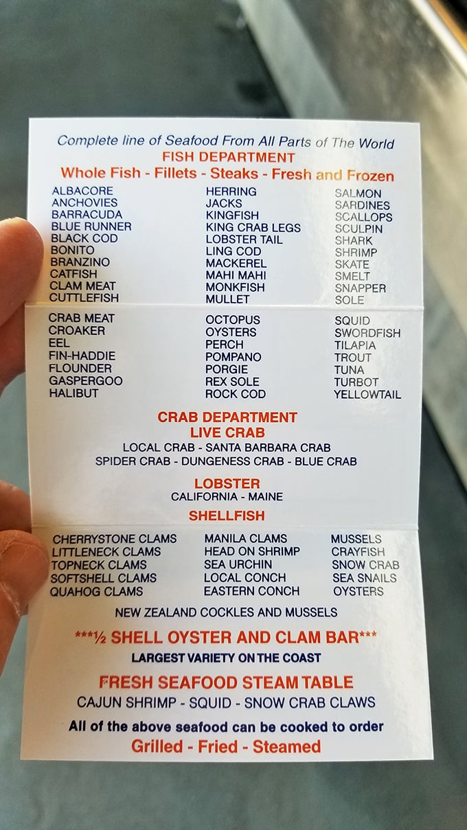 A menu that reads like Neptune's grocery list – every item a potential star of your dinner table.