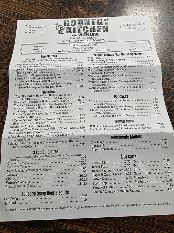 A menu that doesn't need fancy fonts or pretentious descriptions – just honest food that makes decision-making the hardest part of your morning.