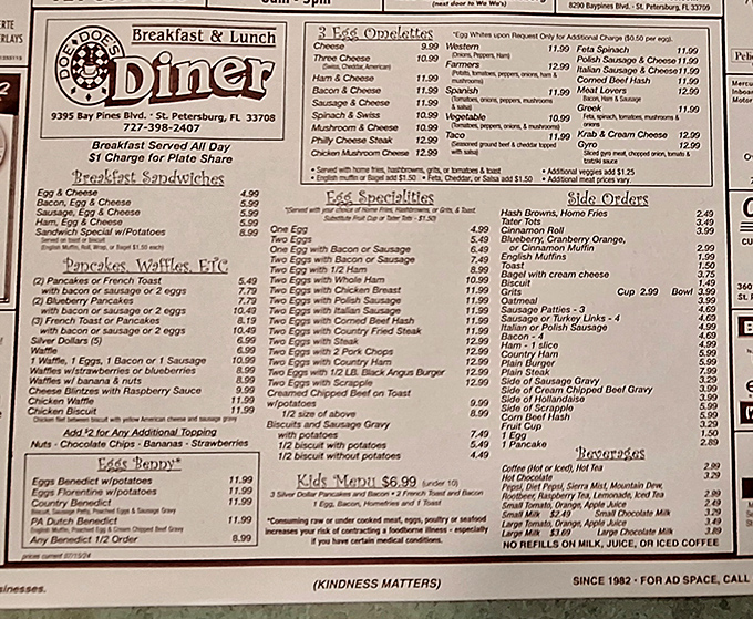 A menu that doesn't need fancy fonts or culinary buzzwords—just honest breakfast classics that have stood the test of time.