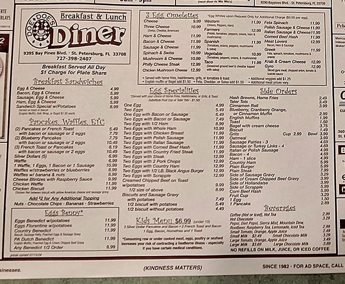 A menu that doesn't need fancy fonts or culinary buzzwords—just honest breakfast classics that have stood the test of time.