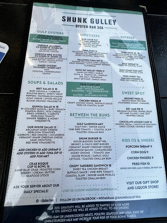The menu reads like a love letter to the Gulf – each item more tempting than the last. Decision paralysis has never been so delicious.