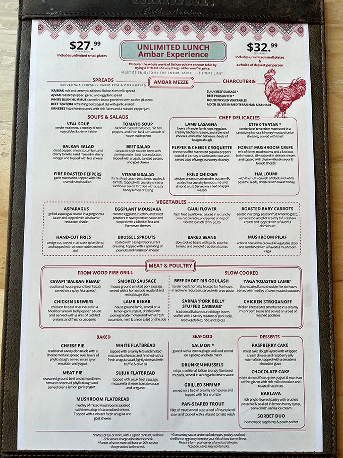 AMBAR's menu reads like a love letter to the Balkans. The "Unlimited" option is basically permission to try everything without judgment—my kind of math.